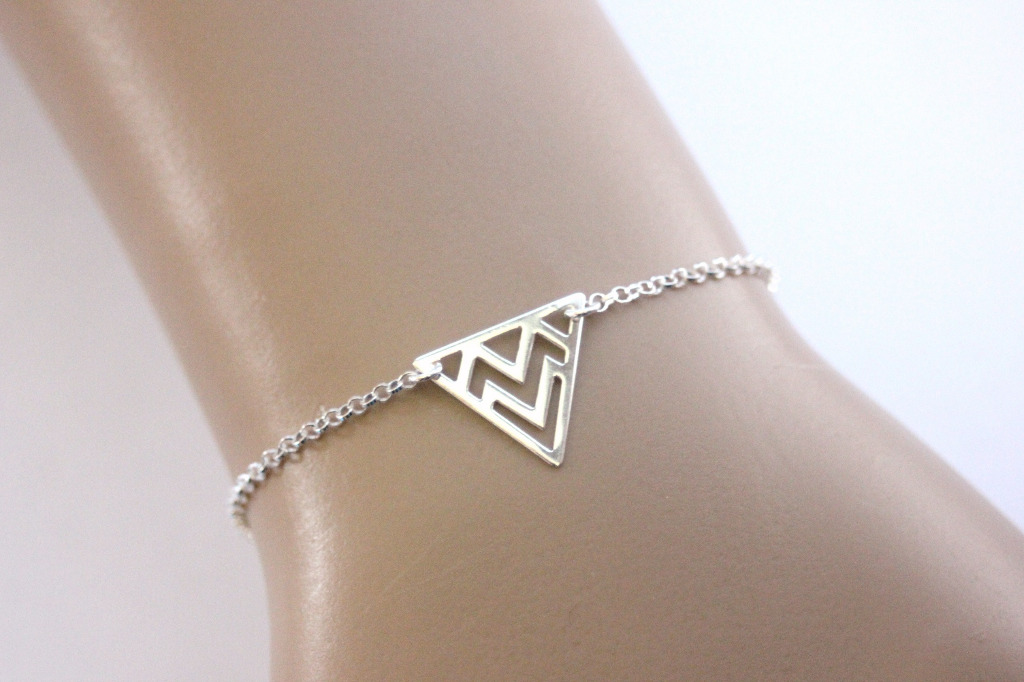 Bracelet argent massif triangle ethnique - Emmafashionstyle