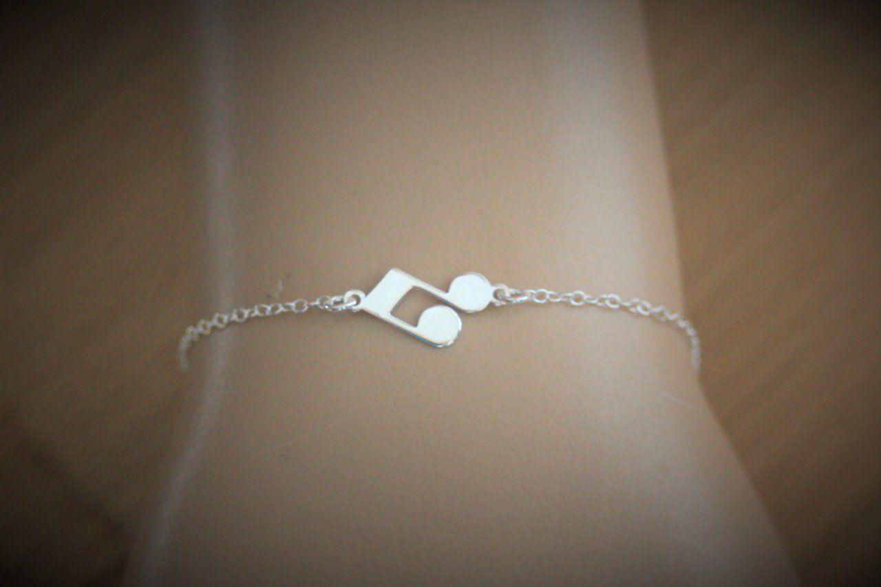 Bracelet argent massif pendentif note de musique double croche ...