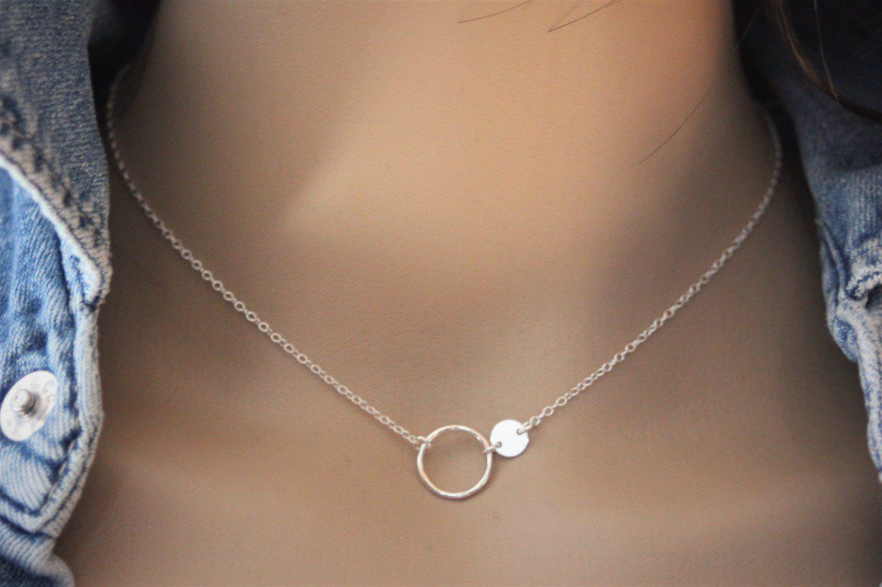 Collier argent massif 925 anneau et médaille - emmafashionstyle.fr