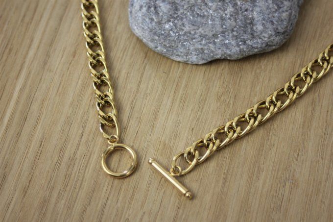Collier Acier Inoxydable Dor Maillons Gourmette Fermoir T Collier Acier Inoxydable Dor Maillons Gourmette Fermoir T