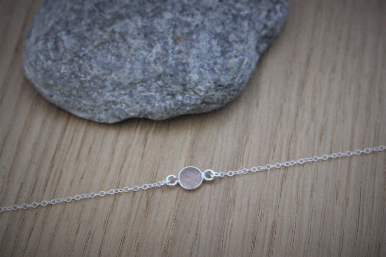 Ensemble de 2 bracelets en argent massif coeur et quartz rose ...